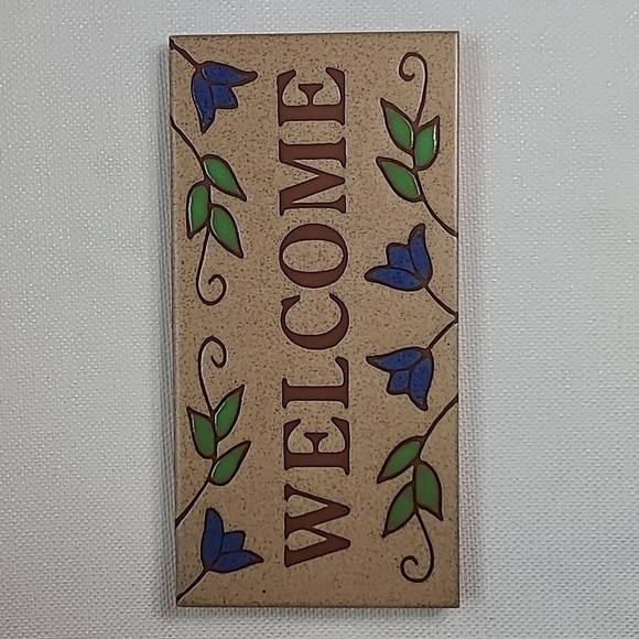 Vintage | Accents | Vintage Glazed Clay Tile Welcome 4 X 8 | Poshmark
